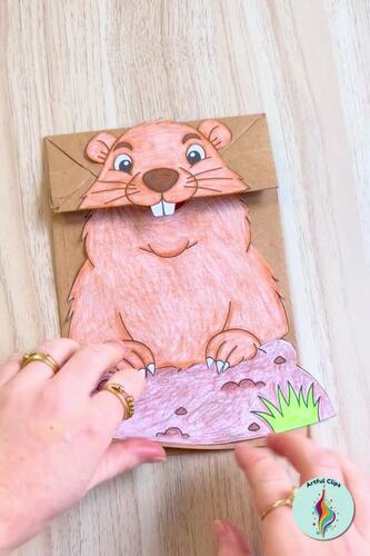 Groundhog Day Craft Paper Bag Puppet Template Printable Cut and Paste ...
