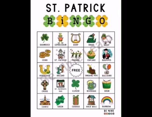 St. Patrick's Day Bingo Game | Rhyming Riddle Bingo Card (Color and BW ...