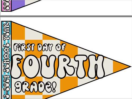 Flag Pennants Back to School First Day of School Gingham Retro Checkered