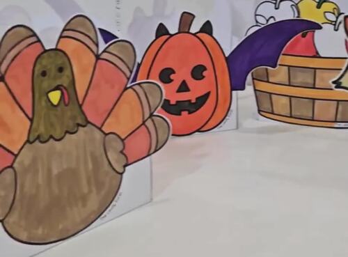 Autumn Paper Basket Coloring, Pumpkin Craft, Halloween, Thanksgiving ...