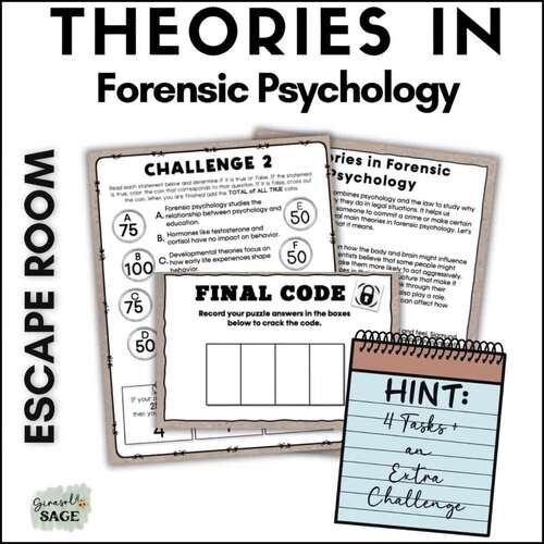 Theories in Forensic Psychology Escape Room Review for High School