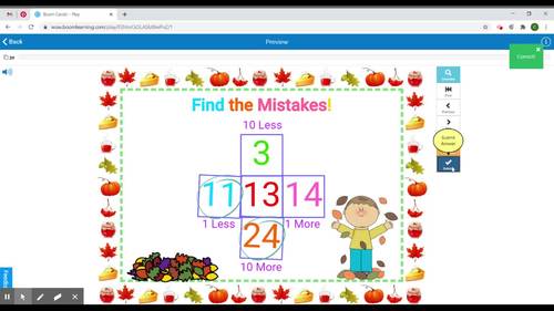 1 More 1 Less 10 More 10 Less Find the Mistakes Boom Cards Digital Math ...