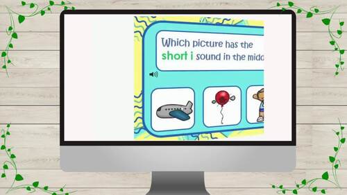 CVC Words Short Vowels Identifying Pictures (BOOM CARDS with Audio)