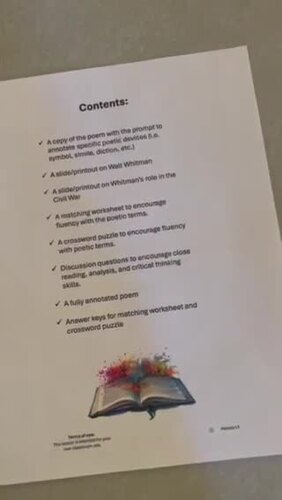 Complete High School Level ELA Lesson on Whitman's "I Hear America Singing"