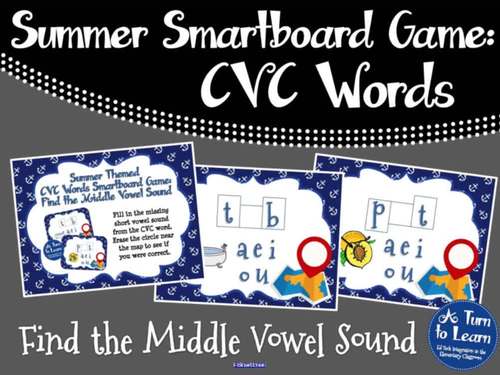 Summer Smartboard Game: Find the CVC Short Vowel (Smartboard/Promethean ...