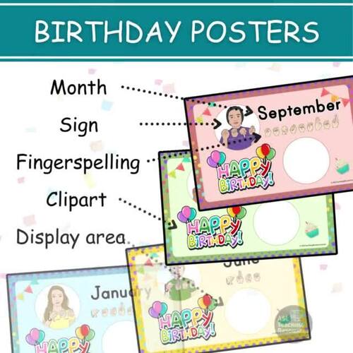 Birthday Display Charts Editable Bulletin Board Calendar Classroom ...