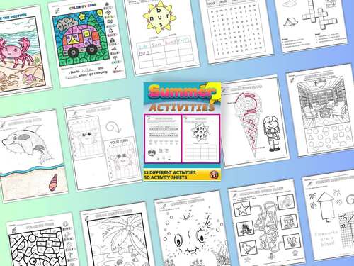 Summer Coloring Pages Summer Puzzles and End of the Year Packet | TPT