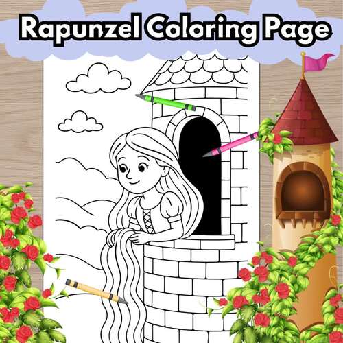 Rapunzel Coloring Page Children's Stories Color Sheet Fairy Tails and ...