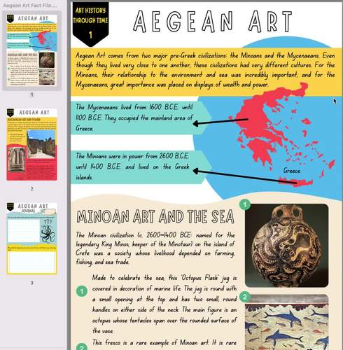 Aegean Art: Art History Survey Fact File by Teach Art History | TpT