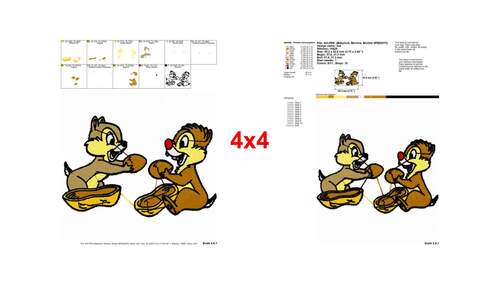 Cute Chip and Dale Sharing Peanuts Cartoon Embroidery Designs - Instant ...