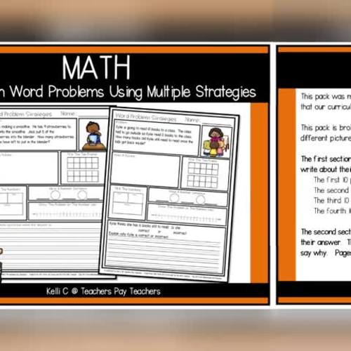 Math Subtraction Word Problem Worksheets Multiple Strategies by Kelli C