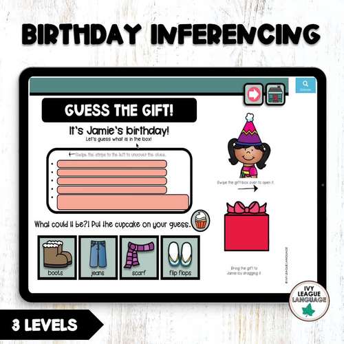 Birthday Themed Inferencing Boom Cards™ by Ivy League Language | TPT