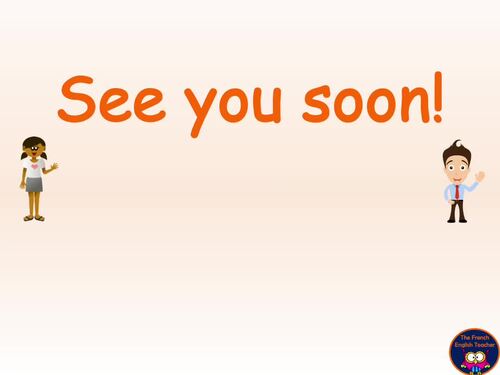 SALUDOS y DESPEDIDAS - POWERPOINT on basic greetings vocabulary in Spanish