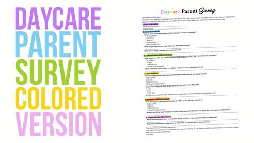 Daycare Parent Survey Form by ABCSpaceLearn | TPT