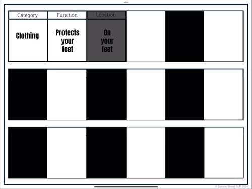Semantic Feature Analysis: Feature Framework Winter Themed Adult Therapy