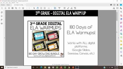Daily ELA Warm Ups for 3rd Grade - 180 Days of Spiral Review | TPT