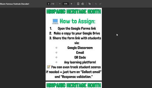 Hispanic Festivals Escape Room | Reading Comprehension | Cultural ...