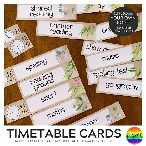 Eucalyptus Australian Theme Editable Visual Timetable GUM LEAF ...