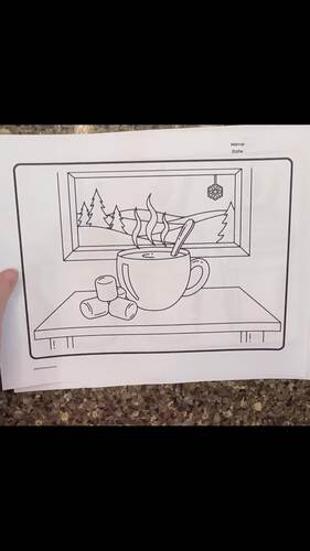 Hot Chocolate Winter Craft Coloring Page Sheet Packet 1st grade center ...