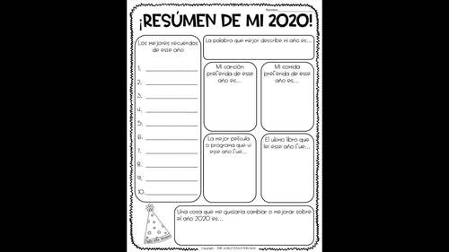 New Year’s Day Activities for 2021 (Spanish Version) by One World Education