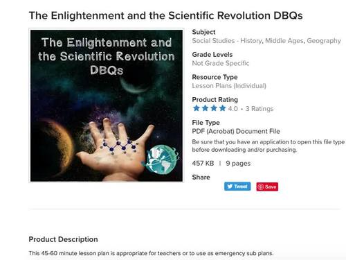 The Enlightenment and the Scientific Revolution DBQs by Social Studies ...
