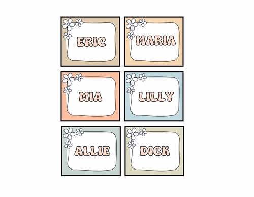Boho Floral Name Plates, Book Bin Labels, Editable Cubby Labels, Name Cards