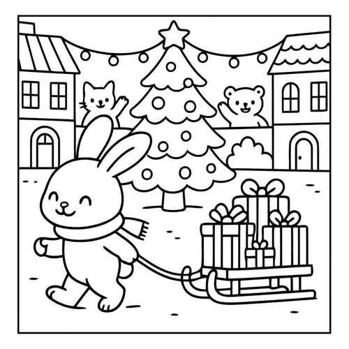 Fuzzy Christmas Magic Coloring Pages | 45 Cozy and Cute Holiday Animal ...