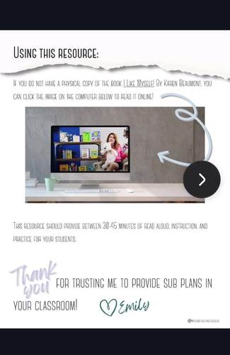 Sub Plans Made Easy - I Like Myself - Literacy/Writing Emergency Sub Plans Sub Plans Made Easy - I Like Myself - Literacy/Writing Emergency Sub Plans