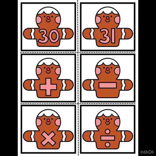 Gingerbread December Calendar Cards (Numbers 1–31 + Symbols) | TPT