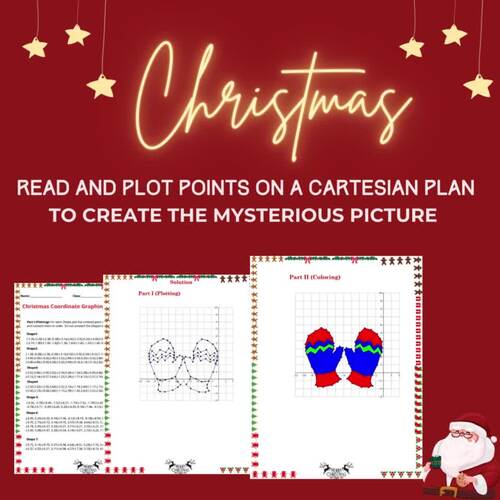 Christmas Math Coordinate Plane Graphing & Coloring Xmas Ugly Gloves ...