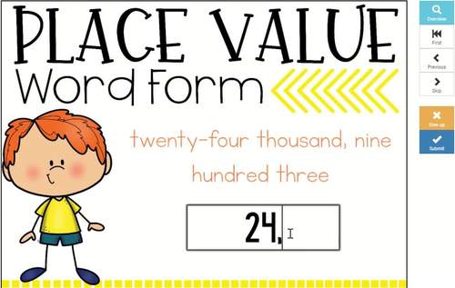 Word Form to Standard Form - Place Value to the Hundred Thousands Boom ...