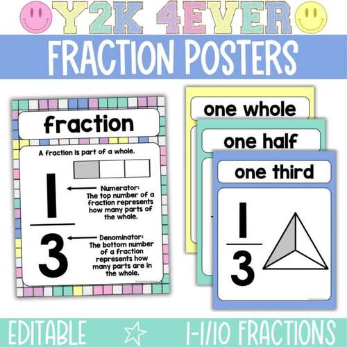 Groovy Fraction Posters for Classroom / Large Fraction Display / Math Decor