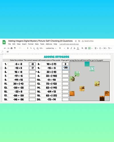 Integer Operations Digital Mystery Picture Bundle by Hinzspire You