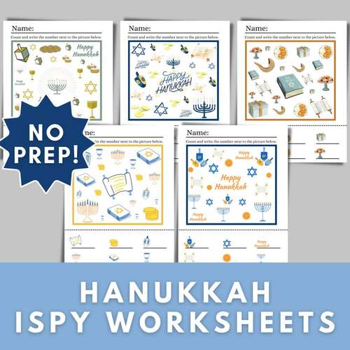 Hanukkah Printable Activity | iSpy Worksheet by Jenny Marie | TPT