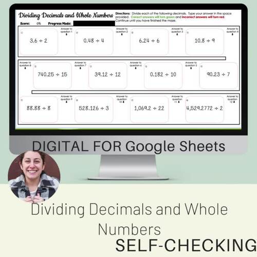 Dividing Decimals and Whole Numbers: Self-Checking Digital Maze | TPT