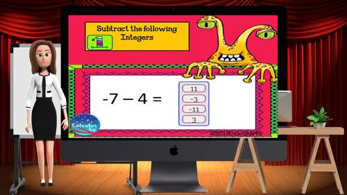 Subtracting Integers - 25 Boom Cards by Calculus4u | TPT