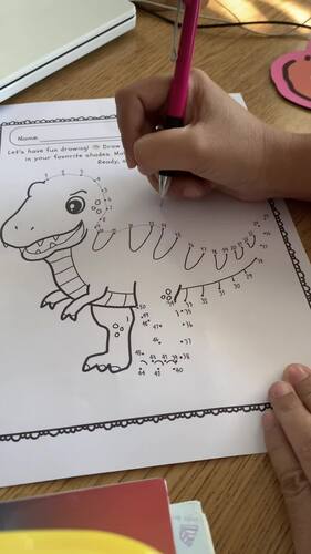 Dinosaur Dot to Dot Worksheet Connect the Dots with Numbers by Laura Room