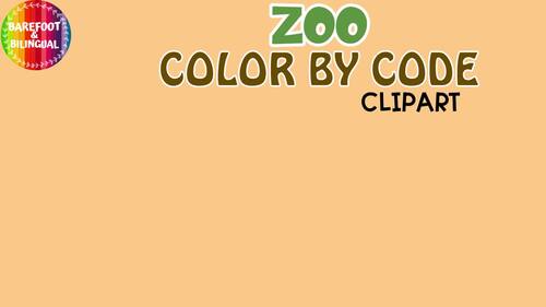 Zoo Color by Code Clipart | Zoo Animals Clipart Color by Code Templates