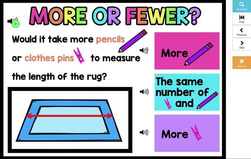 More or Fewer: Comparing Nonstandard Measurement Tools - BOOM CARDS
