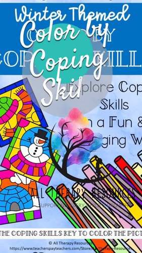 WINTER Color by COPING SKILLS Coloring Pages - Counseling Activities