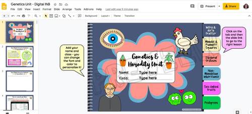 Genetics and Heredity Unit - Google Slides Activities and Quiz BUNDLE