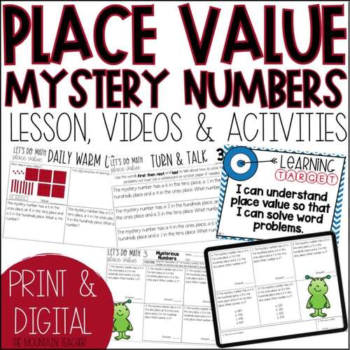 3 Digit Mystery Number Word Problems - Place Value Worksheets for 2nd Grade