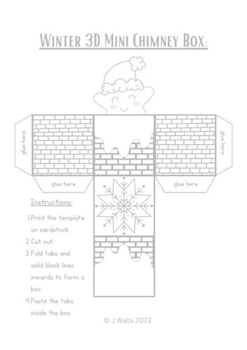Winter 3D Mini Chimney Box Templates: Christmas and Winter Arts & Crafts