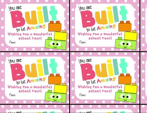 Cute Lego (Building Blocks) Beginning of Year Gift Tag-You're Built to ...