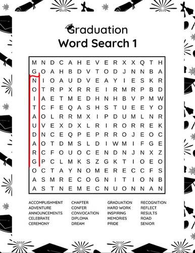 Graduation Word Search Game by The Wandering Sky | TpT
