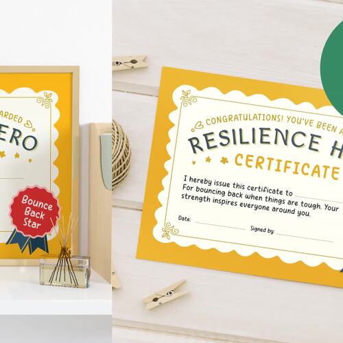 Resilience Hero Certificate of Achievement for Students - Printable Award