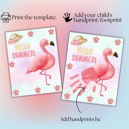 Flamingo Craft Handprint | Memory Baby Keepsakes | Preschool Daycare ...