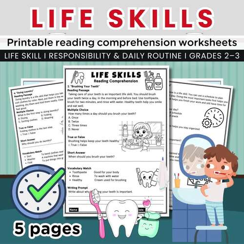 Life Skills Reading Comprehension Worksheets, Passages & Questions, Fun ...