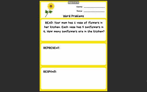 Spring Flower/Plant Themed Multiplication Word Problem Worksheet Resource