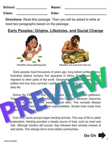 Grades 9-12 NYSESLAT Writing Test Prep Practice: Early Peoples Origins